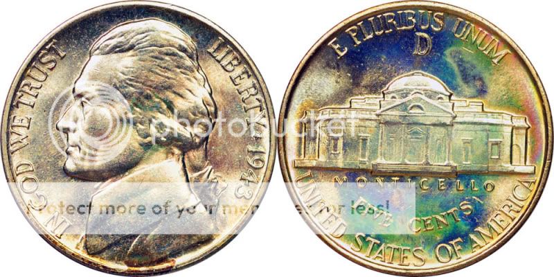 Iridescent Toning---1942-S Jefferson Nickel | Coin Talk