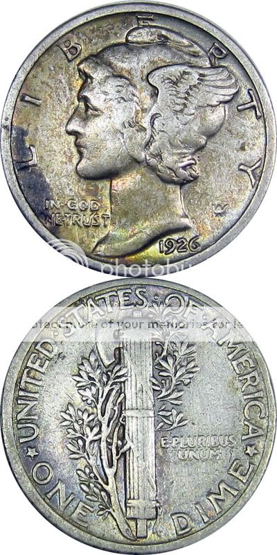 A very pretty rainbow toned Mercury Dime | Coin Talk